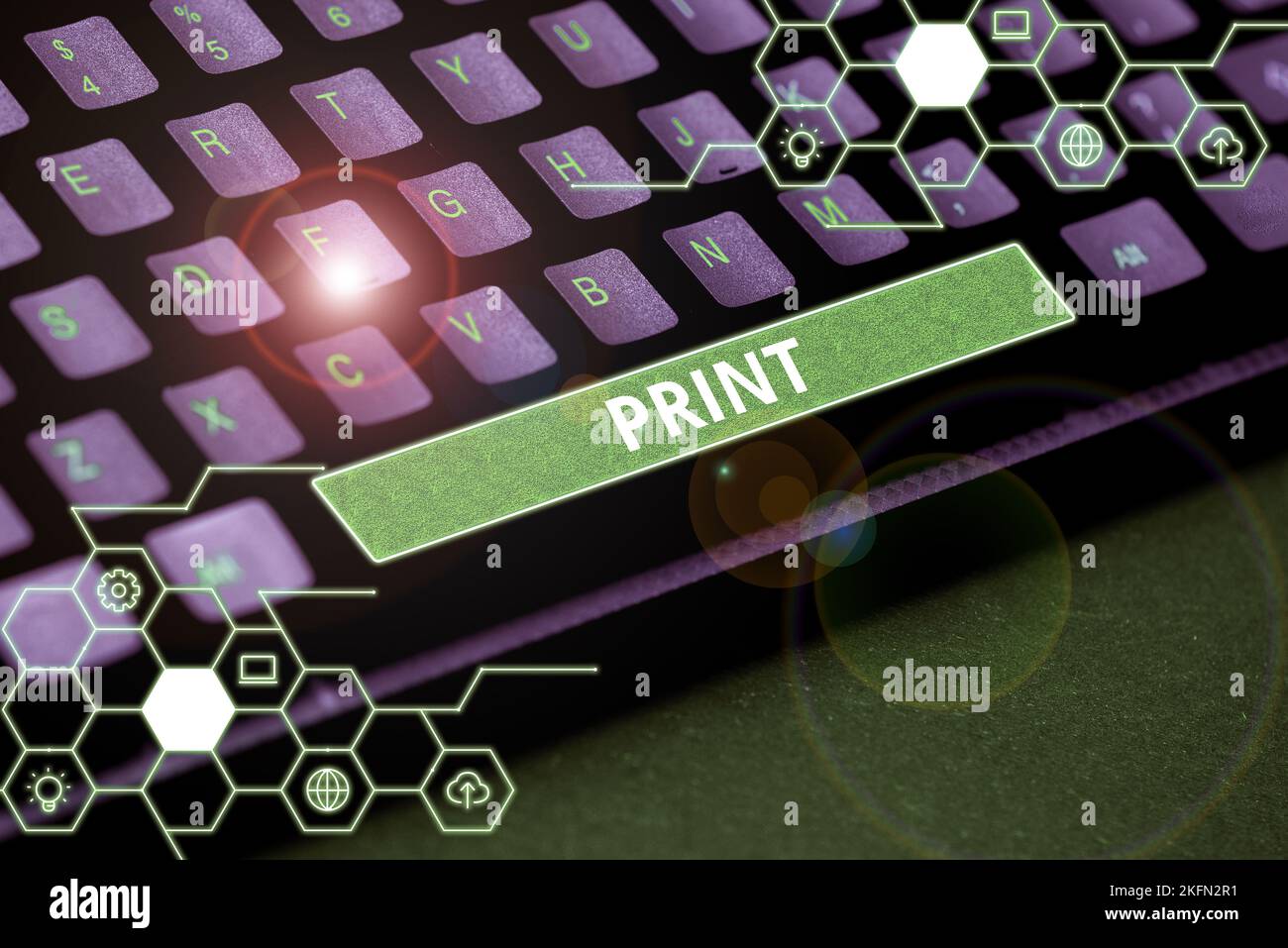 Conceptual caption Print. Business overview involving transfer of text ...