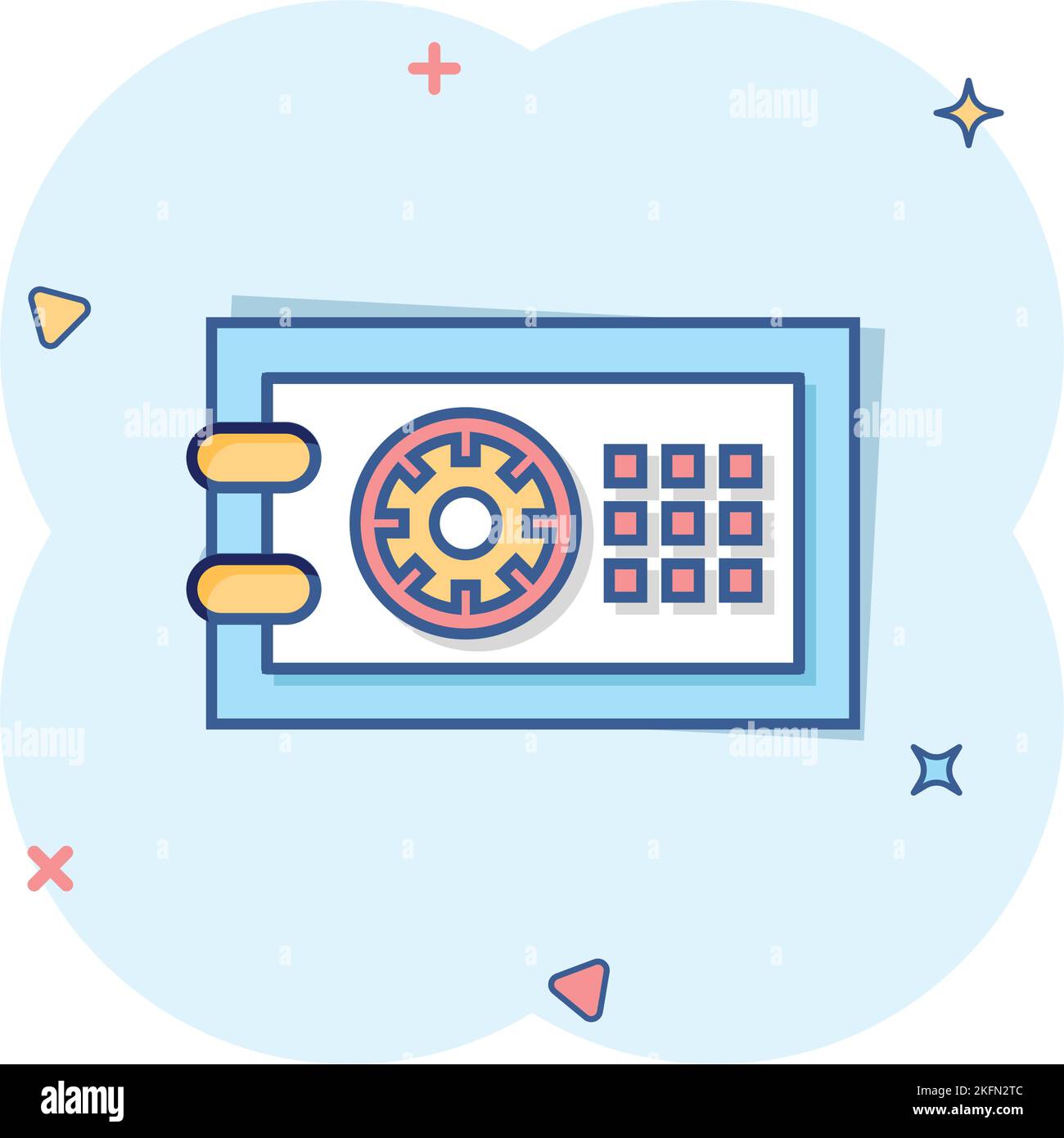 Safe money icon in comic style. Strongbox cartoon vector illustration ...