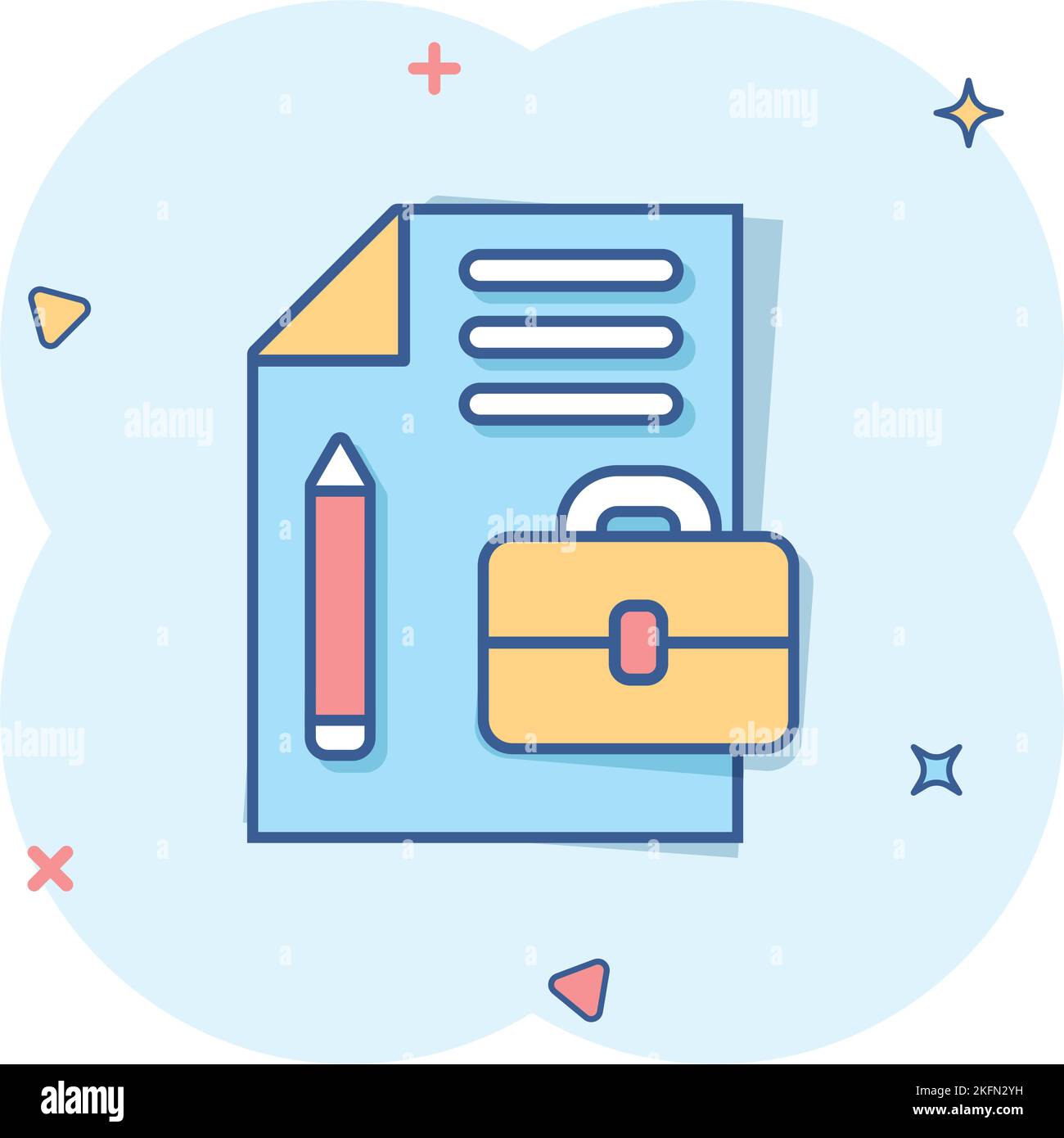 Document note with pen icon in comic style. Paper sheet pencil and ...