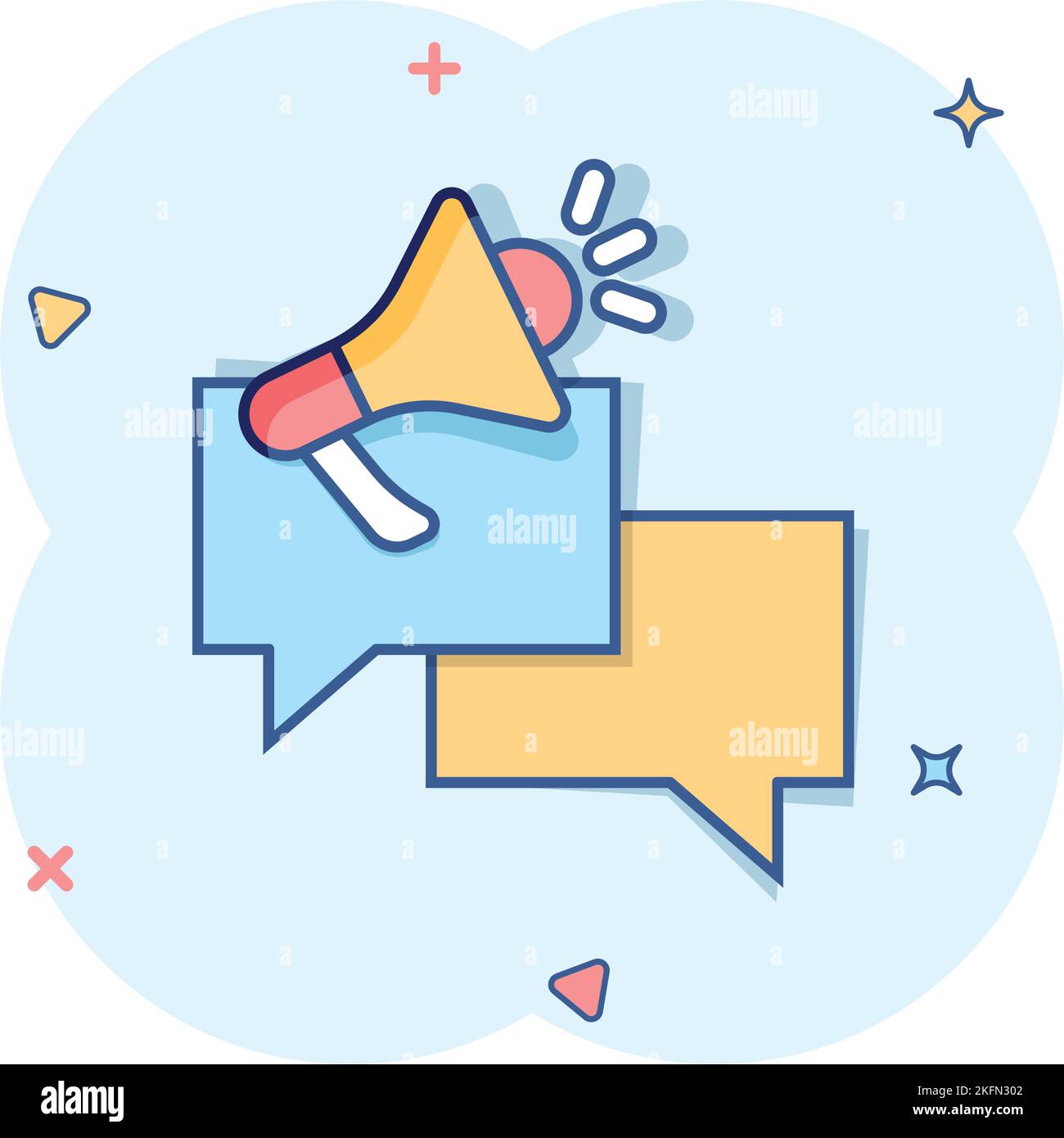 Speech bubble with megaphone icon in comic style. Dialogue box cartoon ...