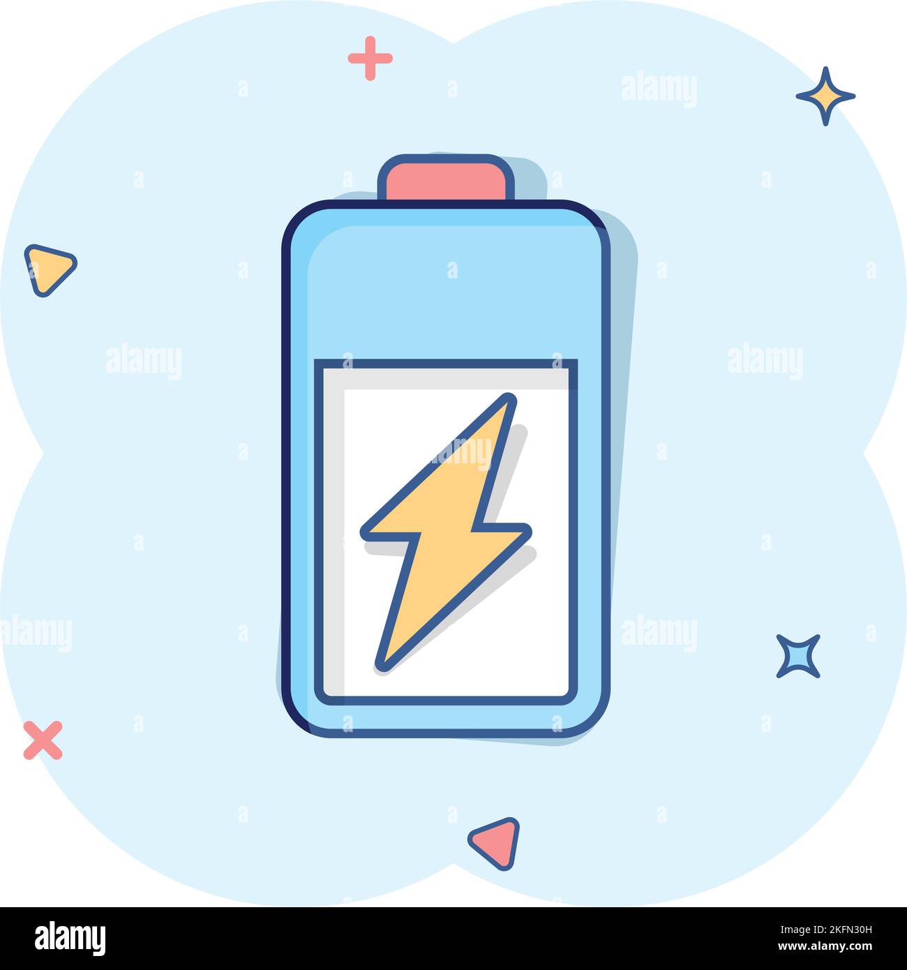 Battery icon in comic style. Accumulator cartoon vector illustration on ...
