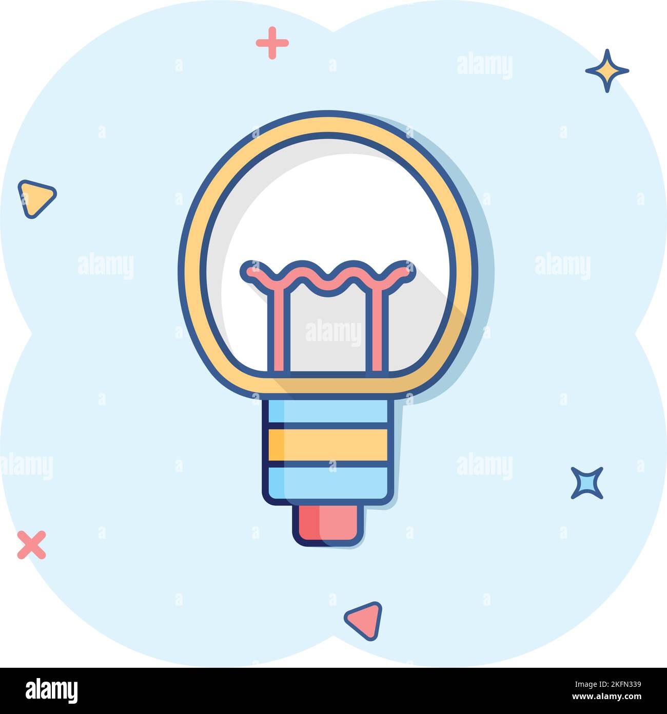 Light bulb icon in comic style. Lightbulb cartoon vector illustration ...