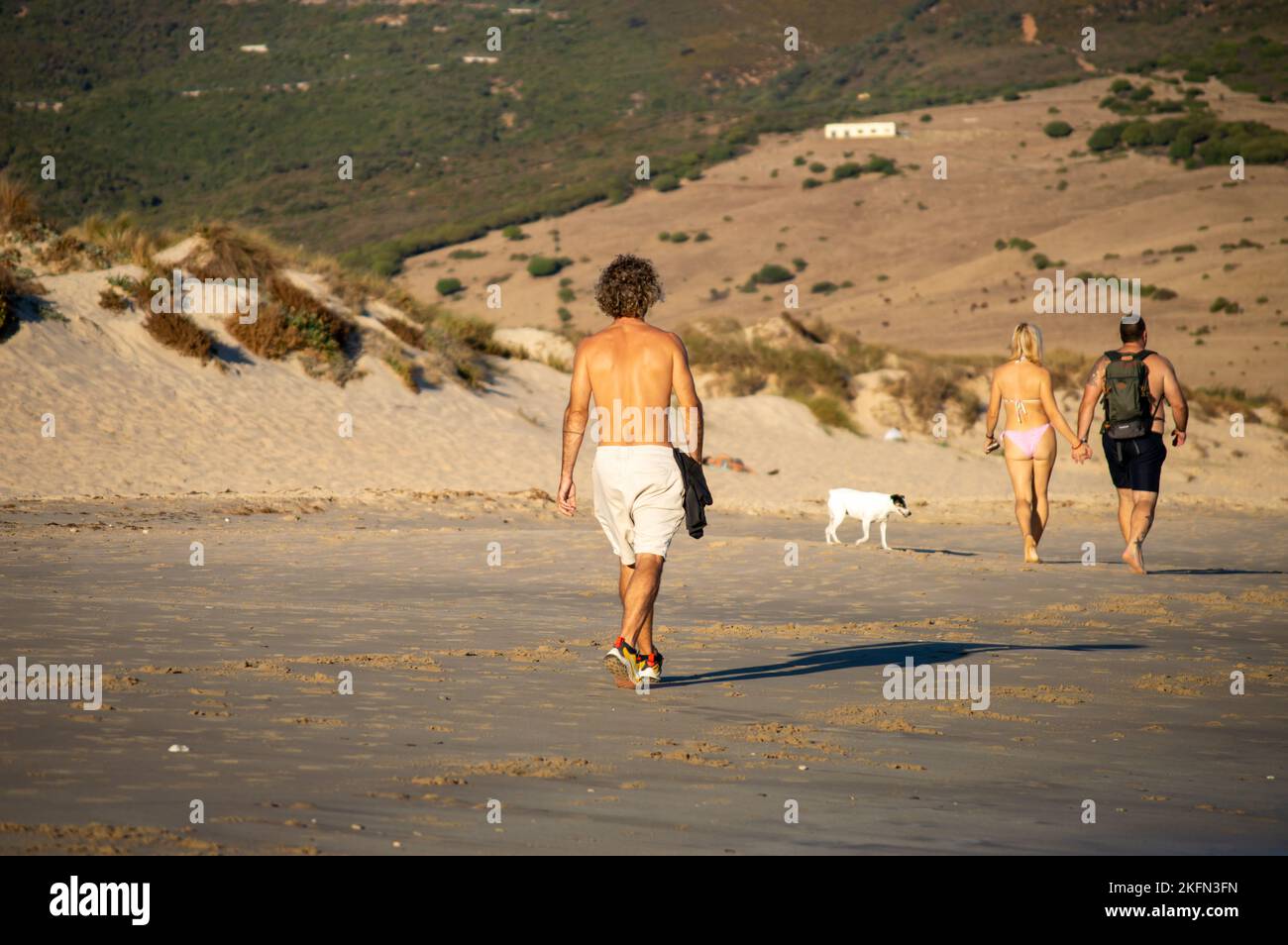 TARIFA, SPAIN - NOVEMBER 5, 2022: People walking on Valdevaqueros beach ...