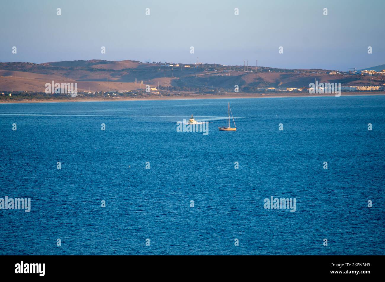 TARIFA, SPAIN - NOVEMBER 5, 2022: Boats on Valdevaqueros beach ...