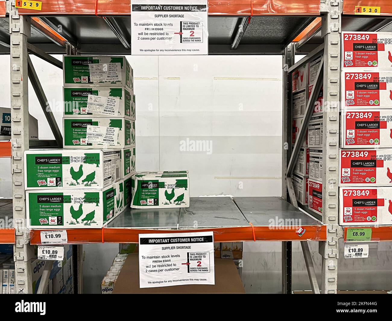 A notice informing customers they can only buy 2 cases of eggs is seen ...