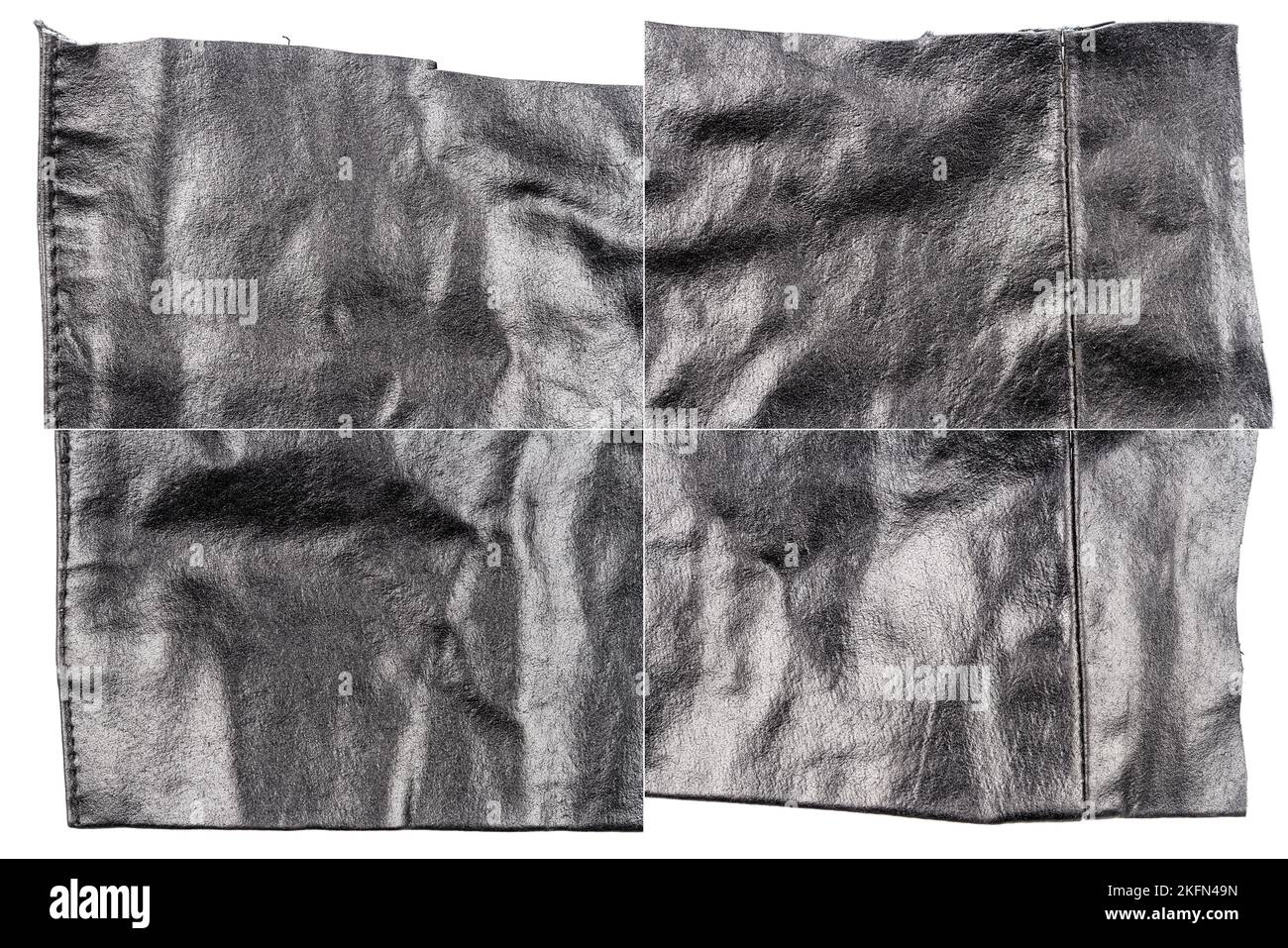 Collection of black leather textures isolated on white background ...