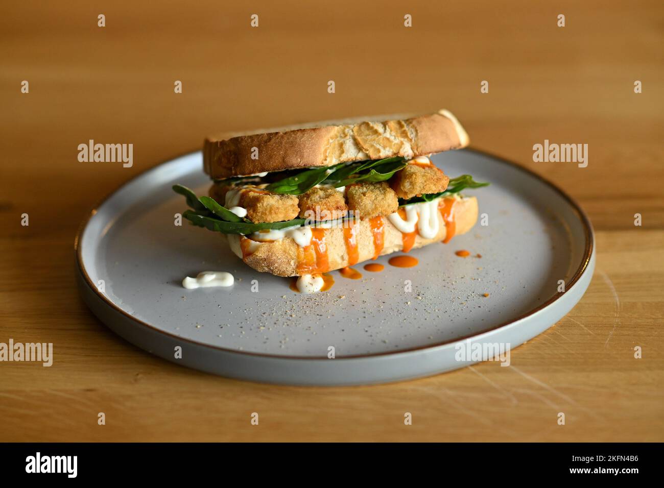 Vegan Fish Finger sandwich with sauce. London. November 2022 Stock ...