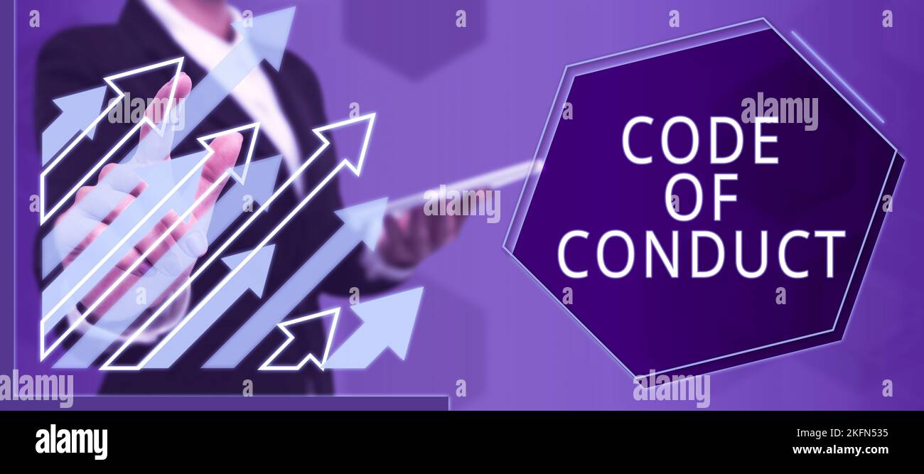 Inspiration showing sign Code Of Conduct. Internet Concept Ethics rules ...