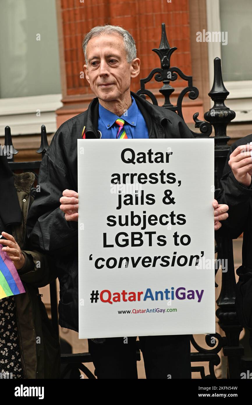 Qatar Embassy London Uk 19th November 2022 Protest Qatar Sexism Homophobia And Racism Stop