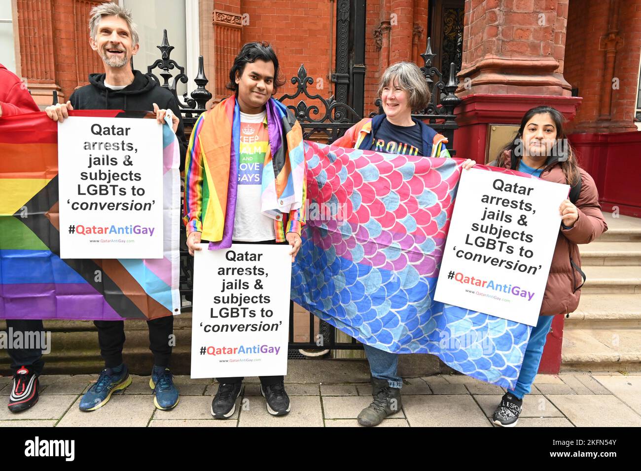 Qatar Embassy, London, UK. 19th November 2022: Protest Qatar sexism ...