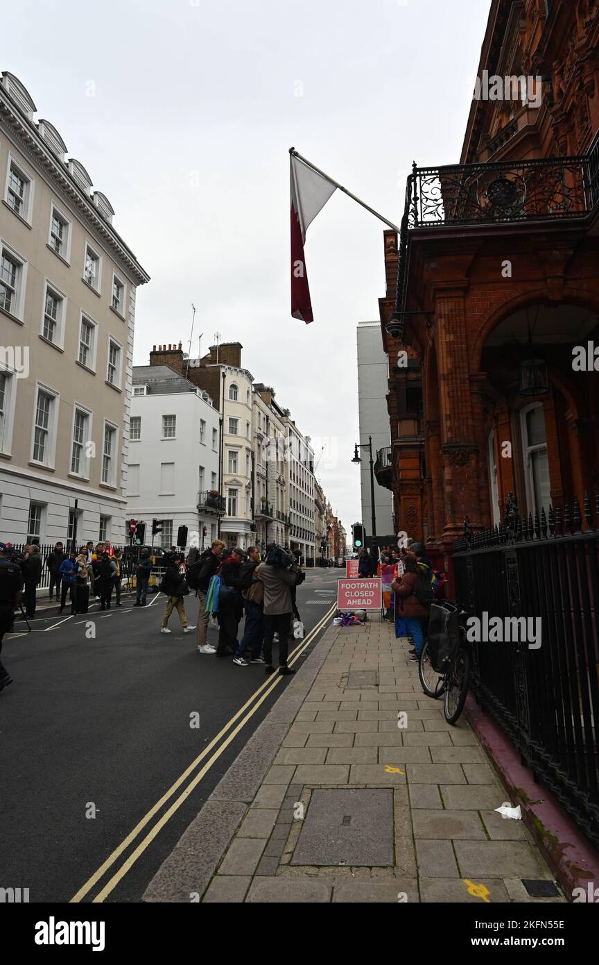 Qatar Embassy, London, UK. 19th November 2022: Protest Qatar sexism ...