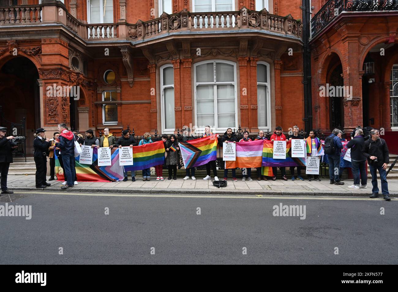Qatar Embassy, London, UK. 19th November 2022: Protest Qatar sexism ...