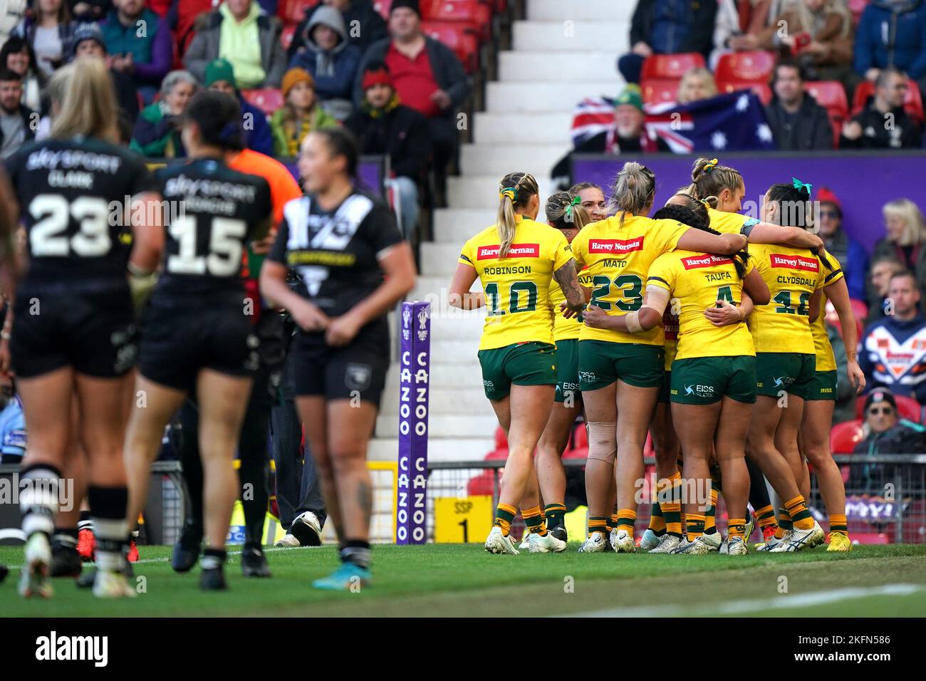 Australia's Isabelle Kelly (centre) celebrates scoring their side's ...