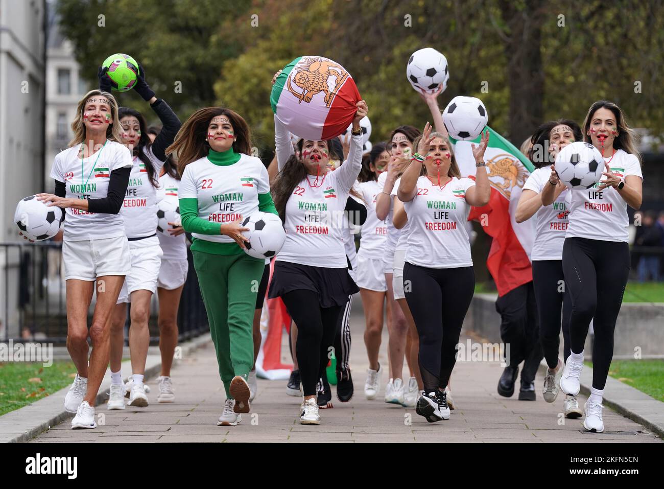 British-Iranian women protest on College Green in Westminster, London ...