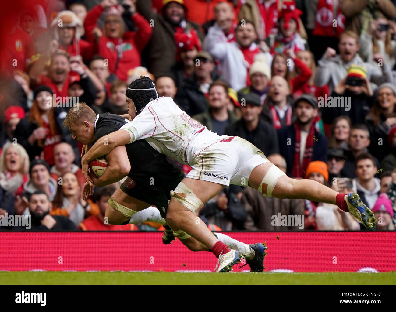 Wales' Jac Morgan scores his sides second try of the game during the ...