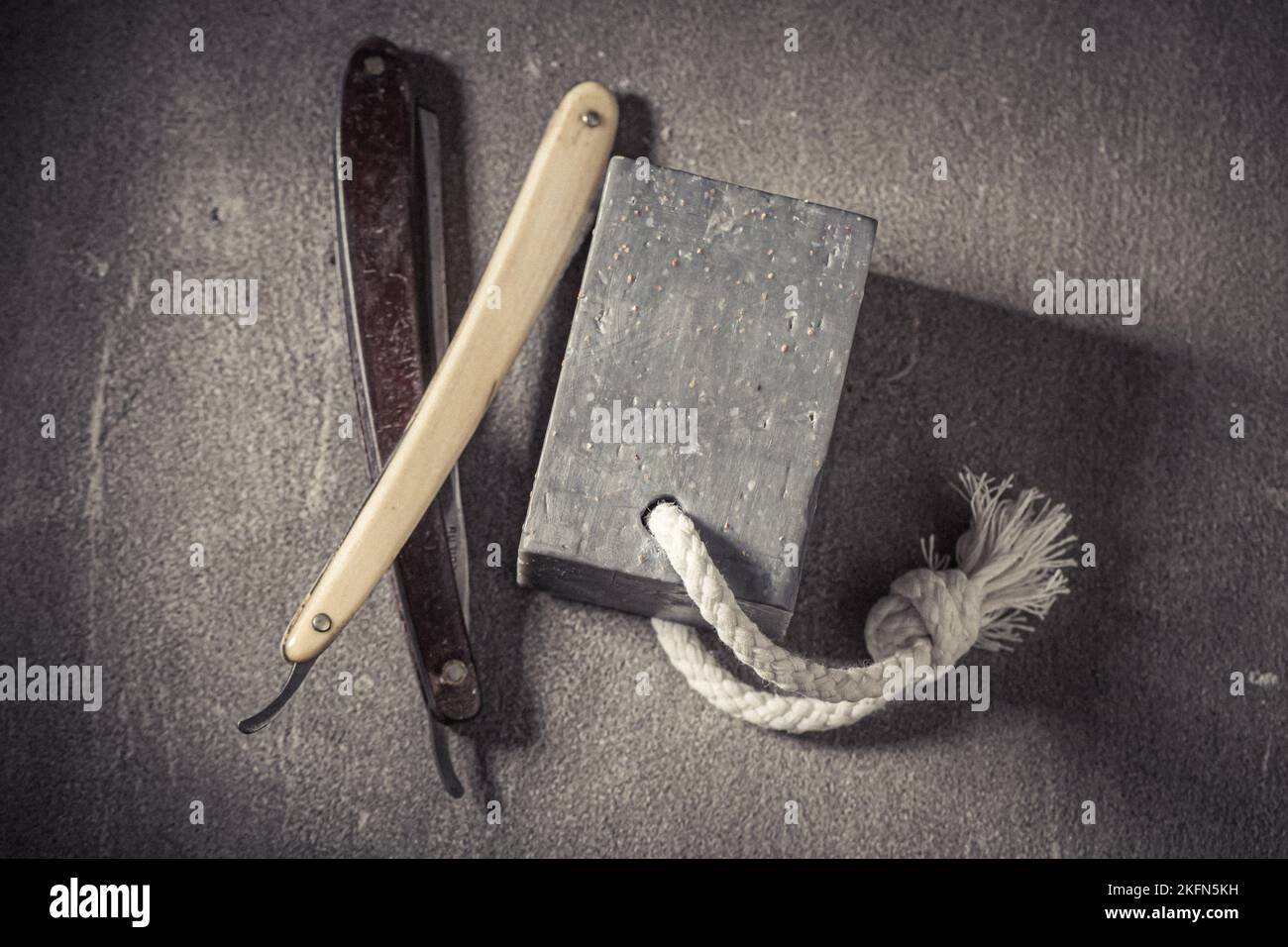 Antique and traditional tools for shave with foam and brush. Classic ...