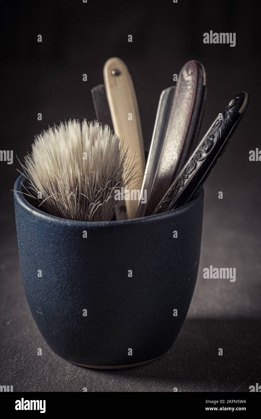 Vintage and classic shave set with foam and brush. Classic shaving ...