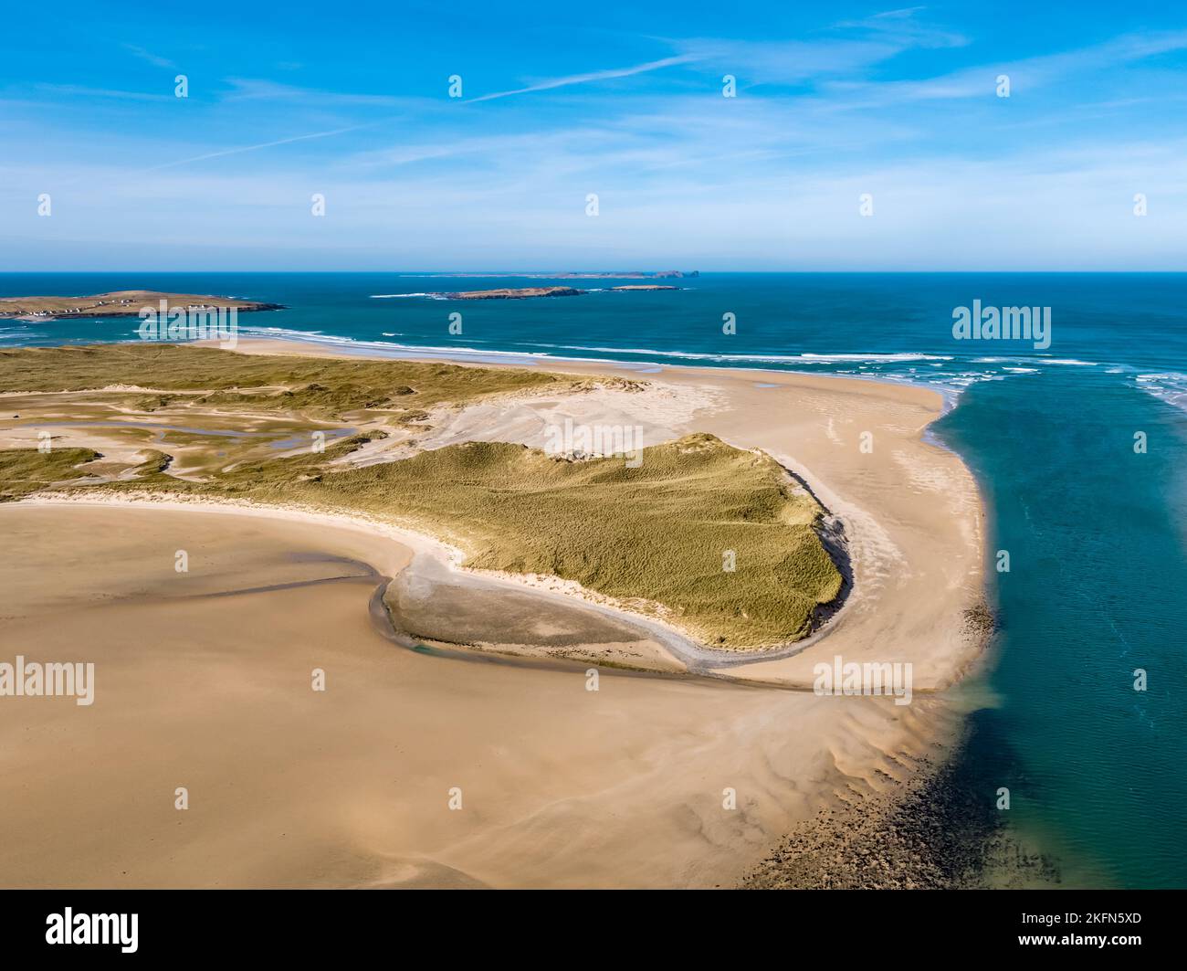 Aerial view of Ballyness Bay and Magheraroarty in County Donegal ...