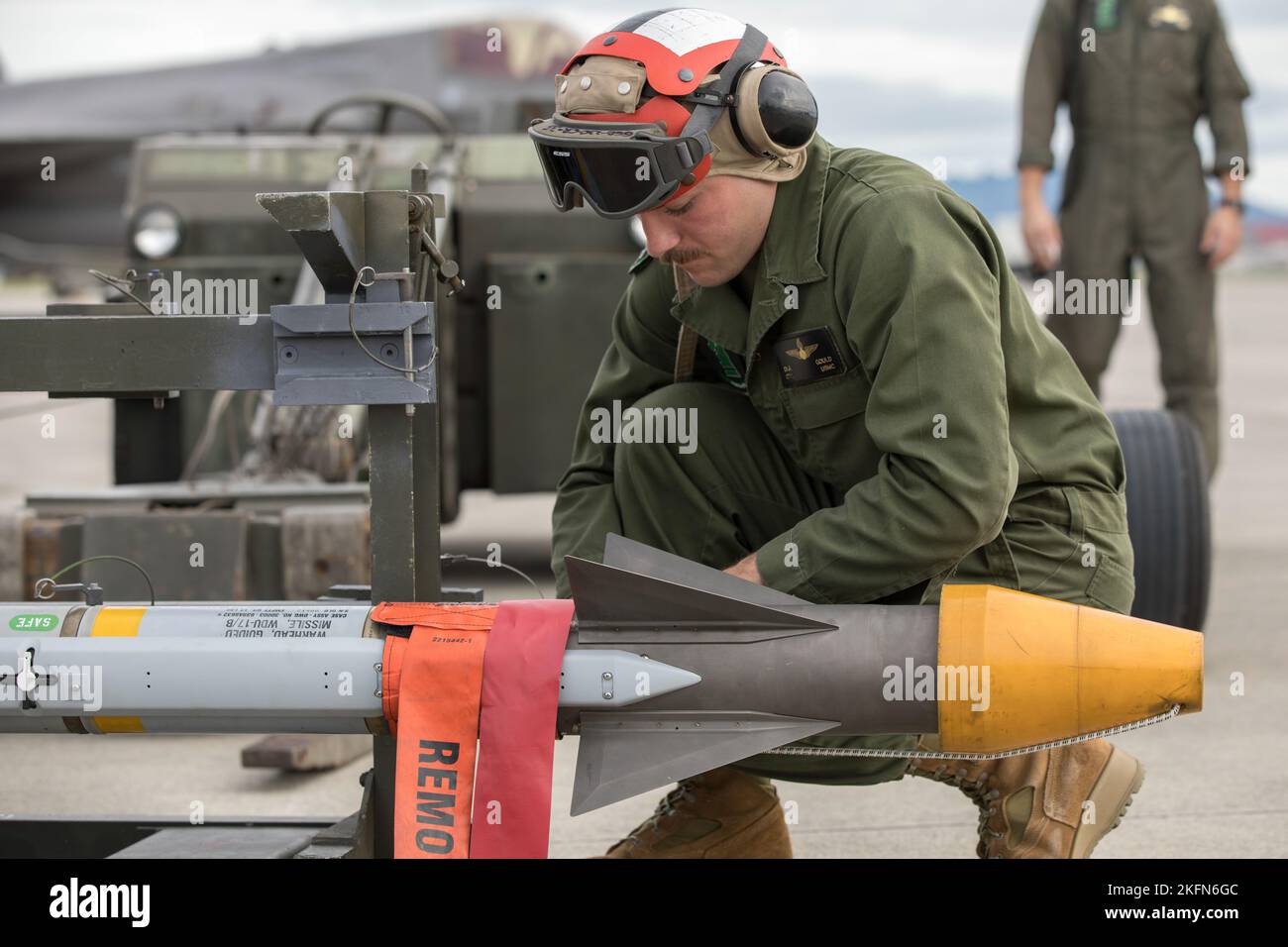 U.S. Marine Corps Cpl. Devin Gould, an aircraft ordnance technician ...