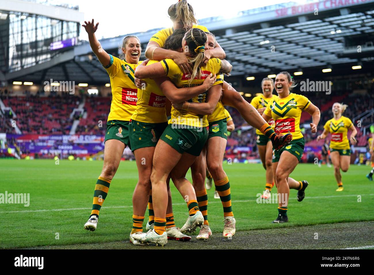 Australia's Julia Robinson (centre) celebrates scoring their side's ...