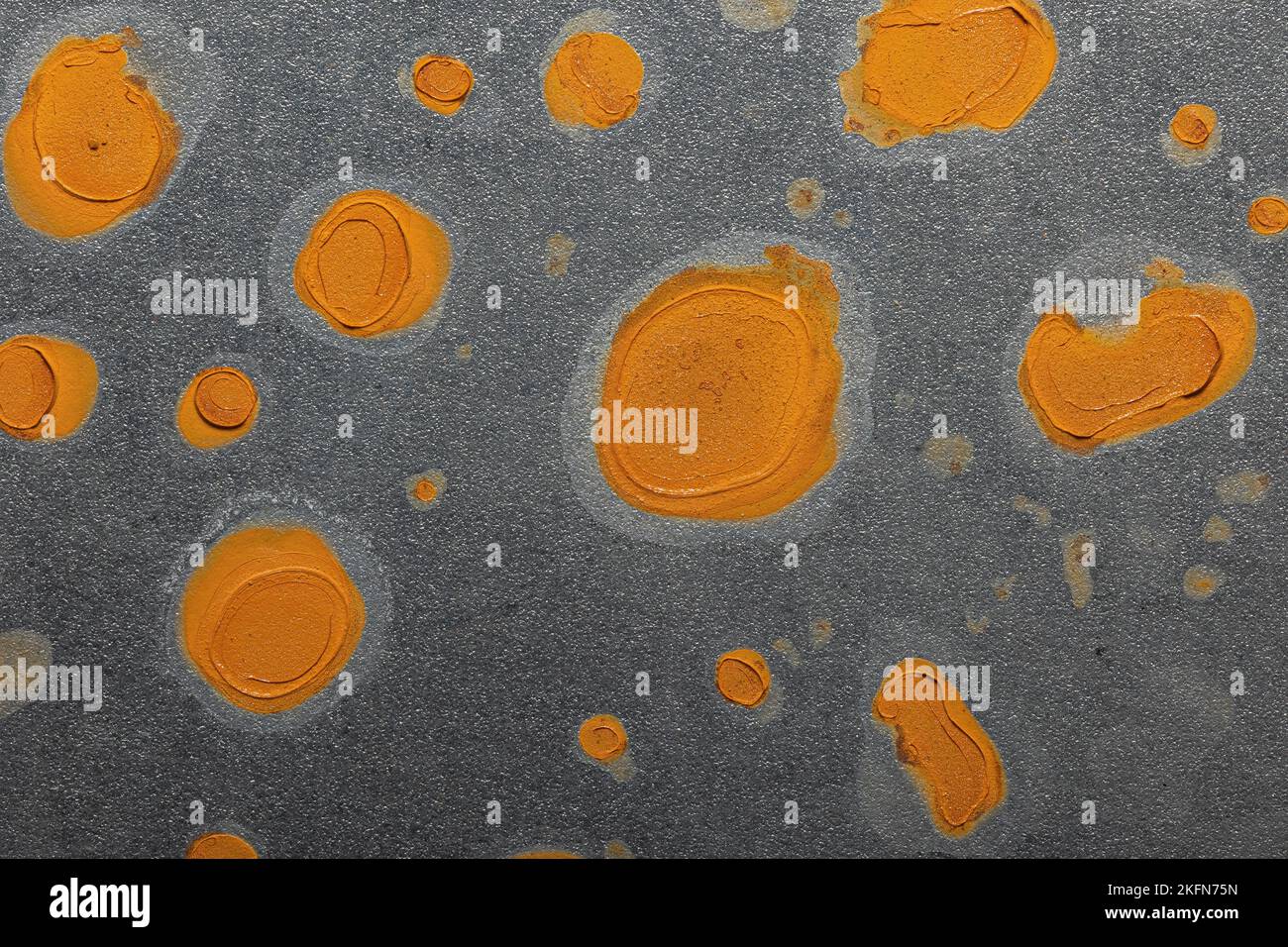 The scattered round orange rust on weathered steel surface Stock Photo ...