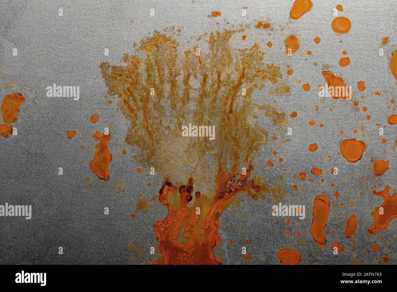 The scattered round orange rust on weathered steel surface Stock Photo ...