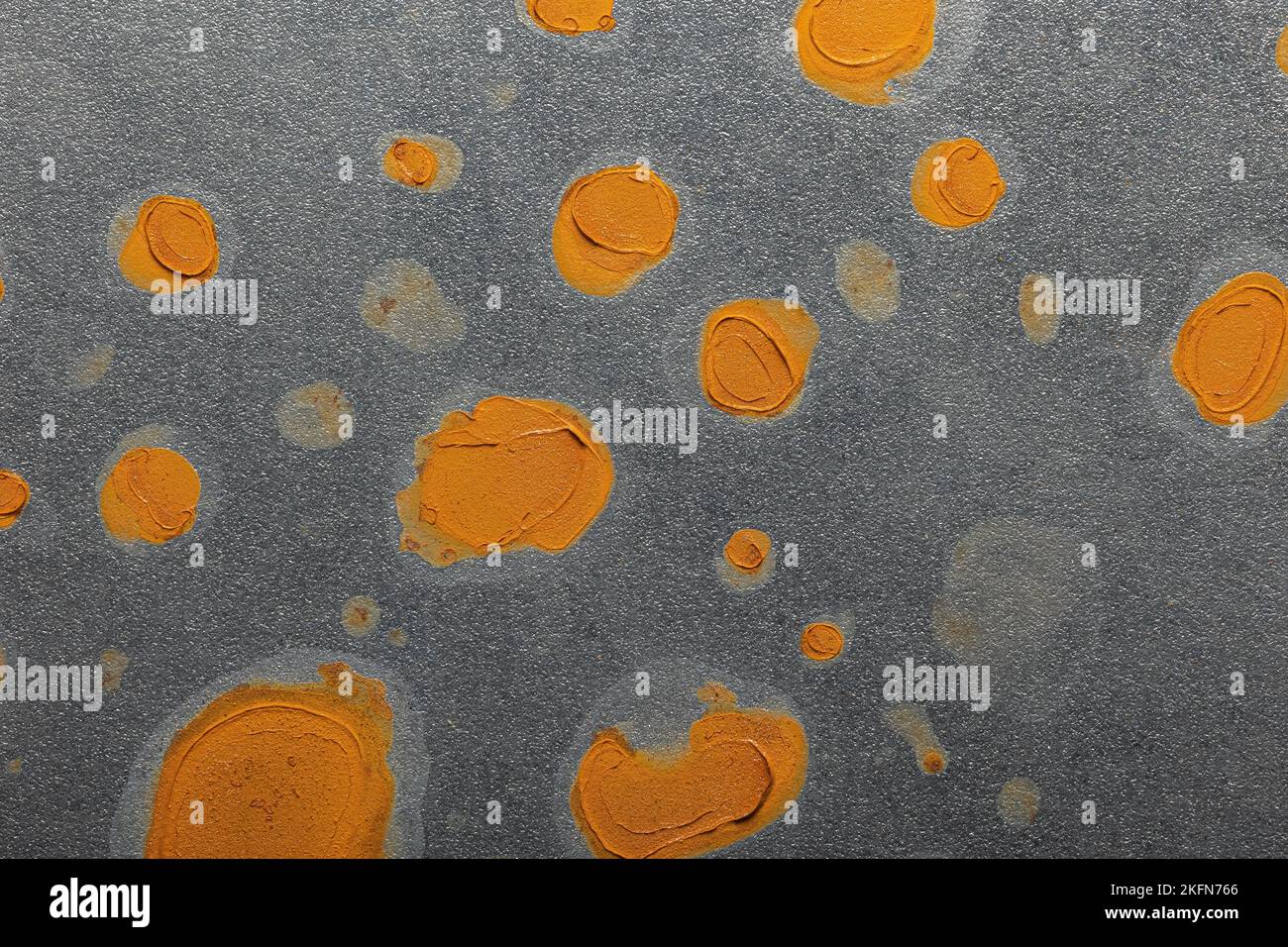 The scattered round orange rust on weathered steel surface Stock Photo ...