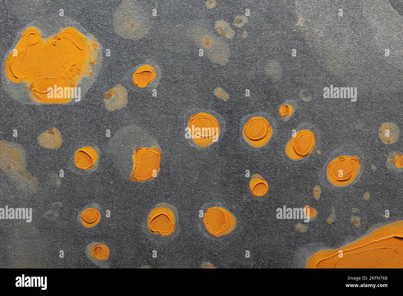 The scattered round orange rust on weathered steel surface Stock Photo ...