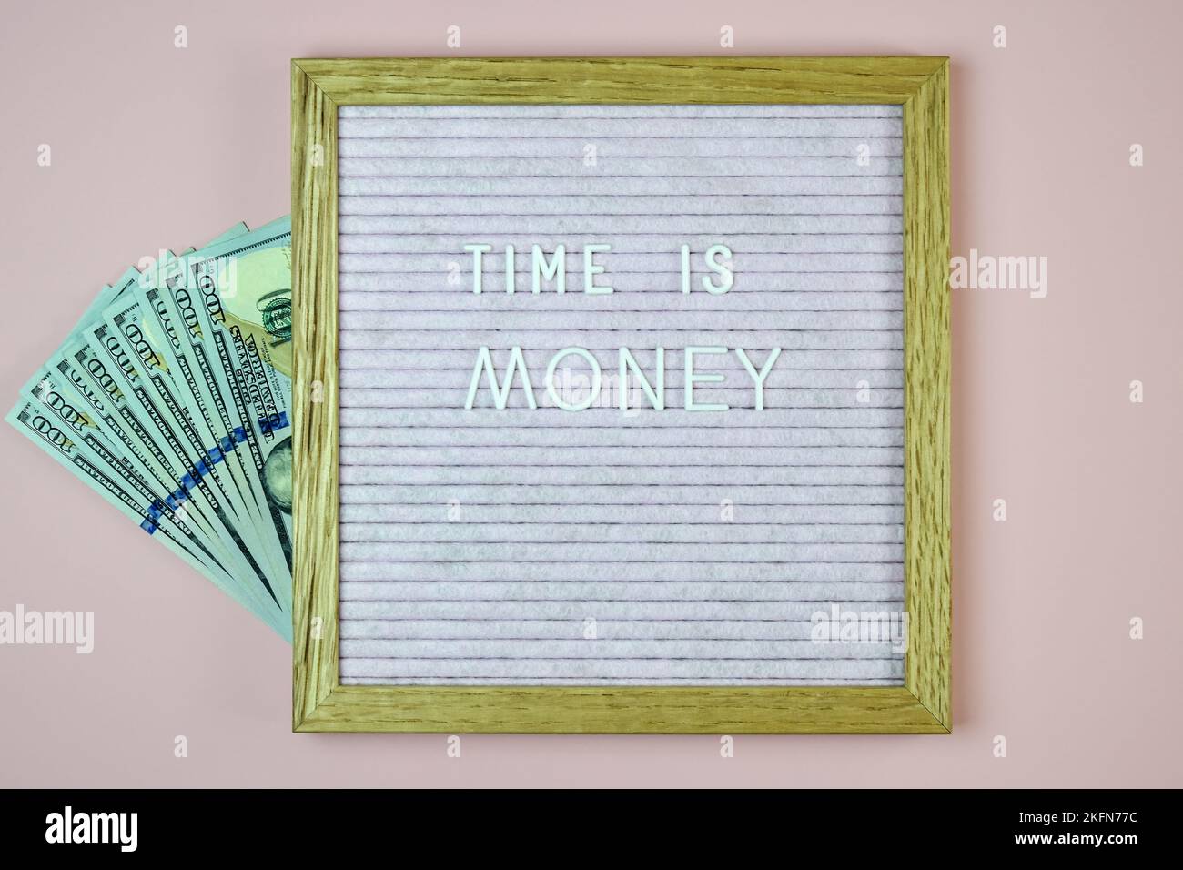 Expression - Time is money - written from white letters on letter board ...