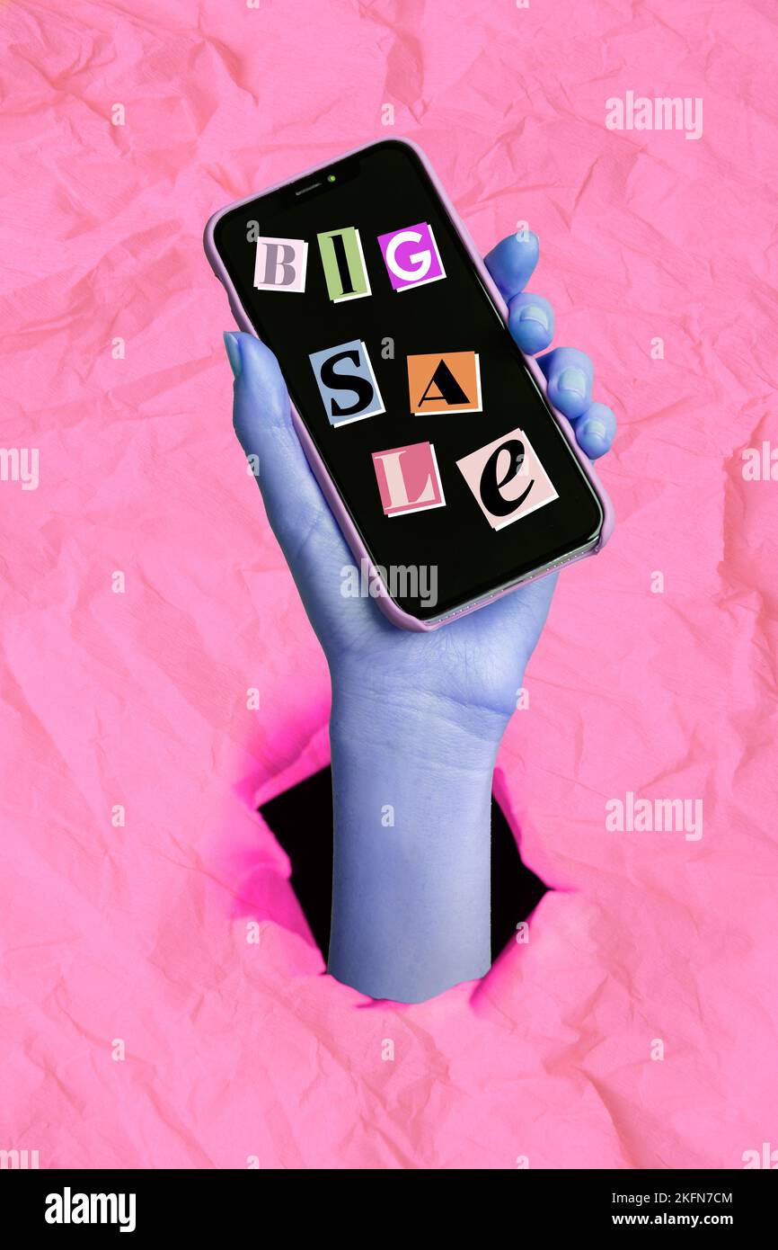 3d retro abstract creative artwork template collage of hand holding ...