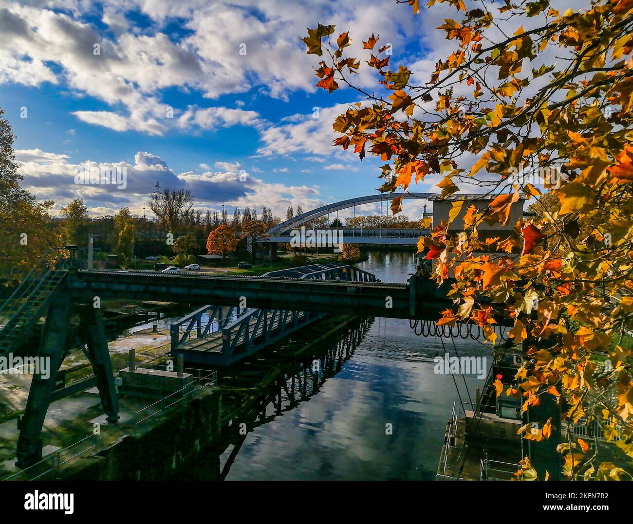 Autumn colors are bright and juicy. Outskirts of Strasbourg, Rhine ...