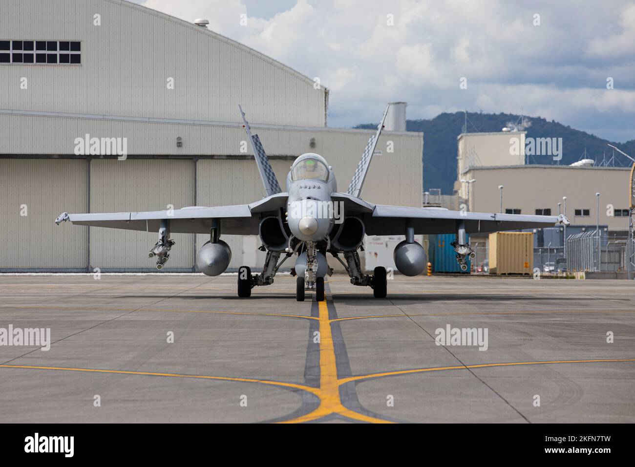 A U.S. Marine Corps F/A-18C Hornet aircraft with Marine All Weather ...