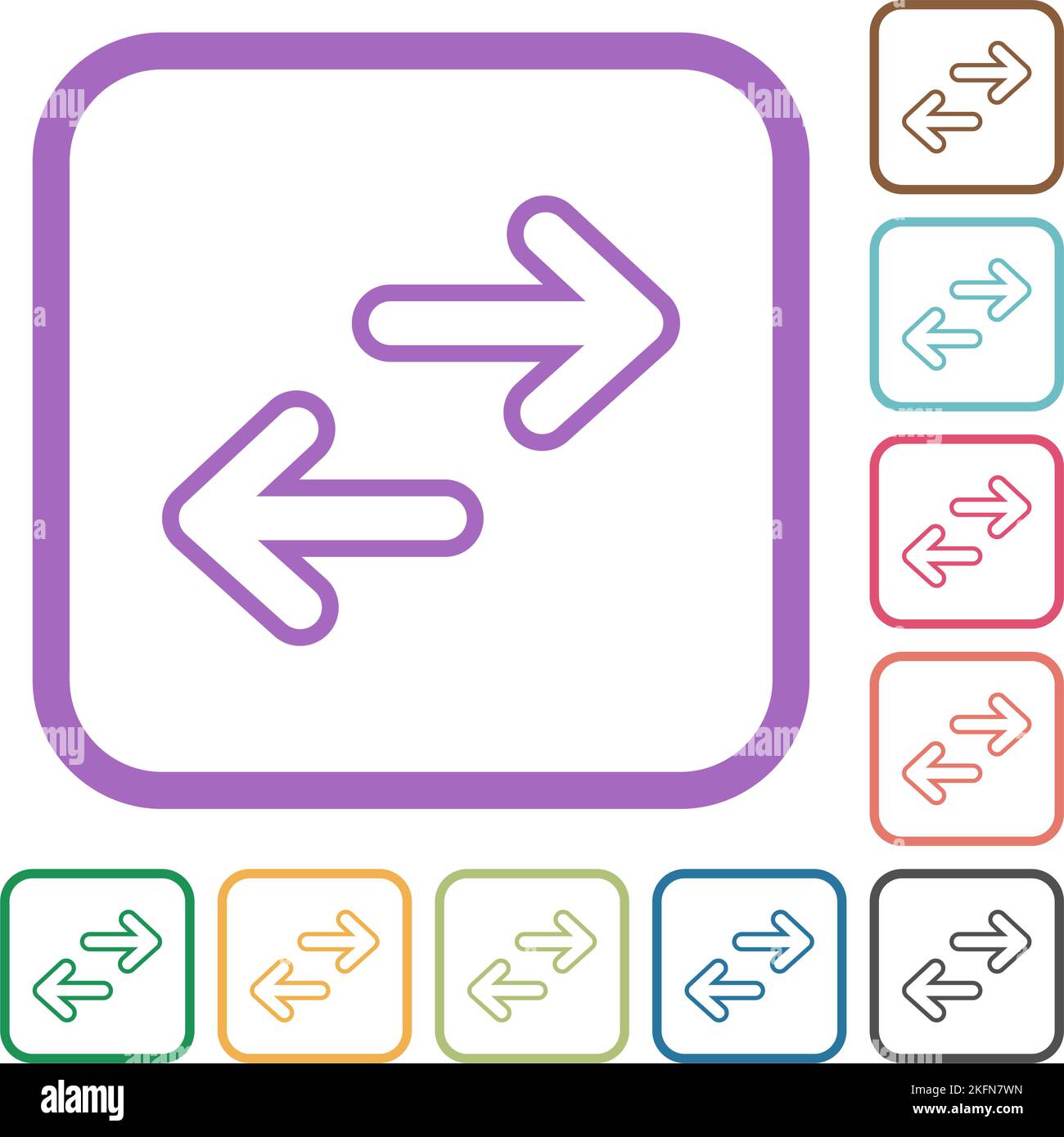 Data transfer outline simple icons in color rounded square frames on ...