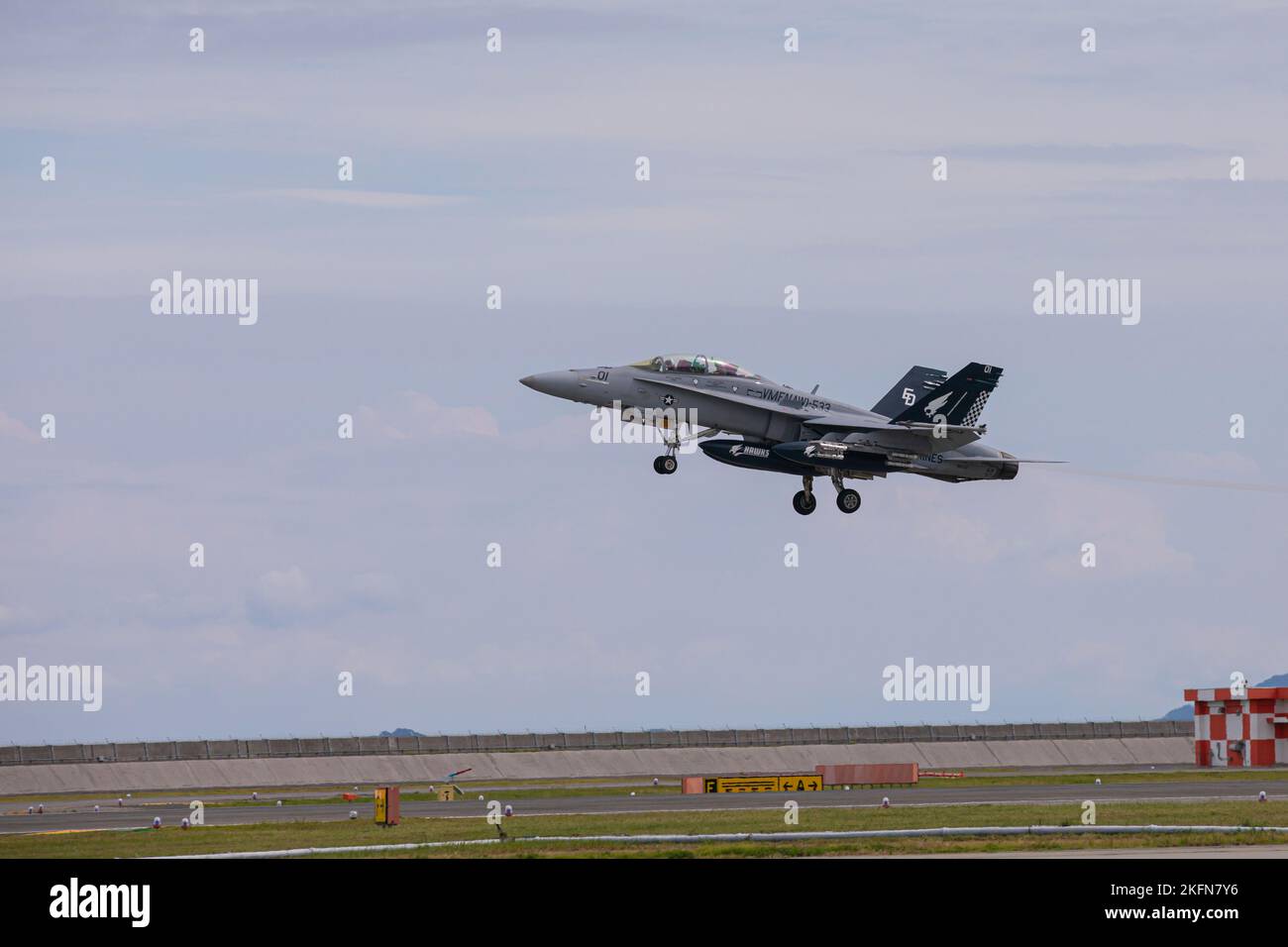 A U.S. Marine Corps F/A-18D Hornet aircraft with Marine All Weather ...