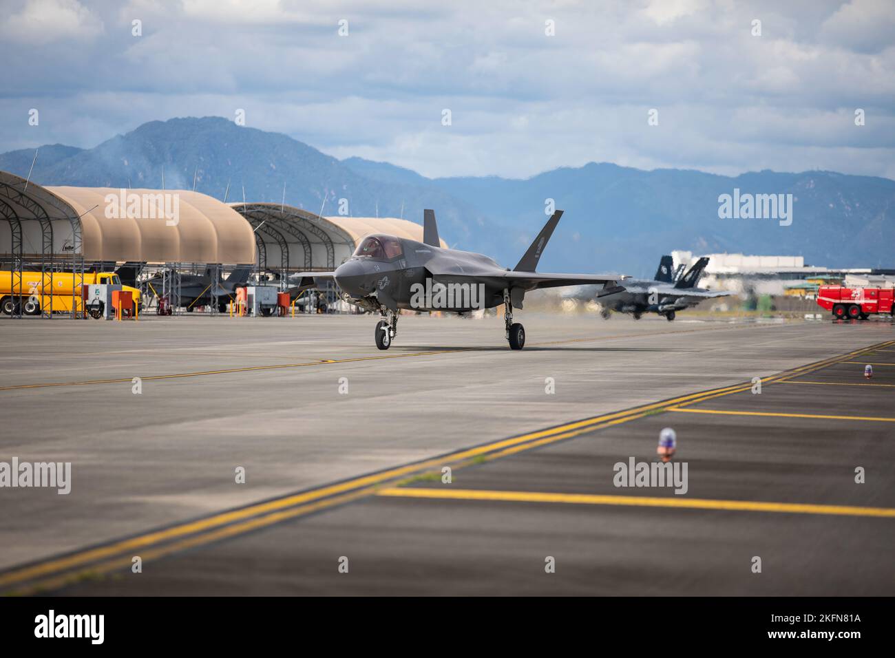 A U.S. Marine Corps F-35B Lightning II aircraft with Marine Fighter ...