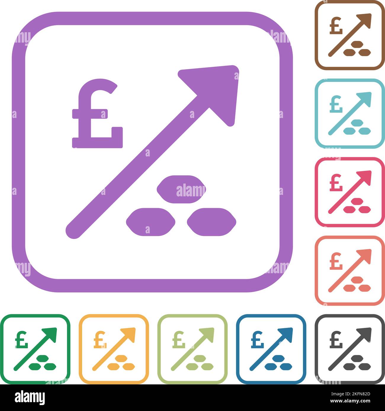 Rising coal energy English Pound prices simple icons in color rounded ...
