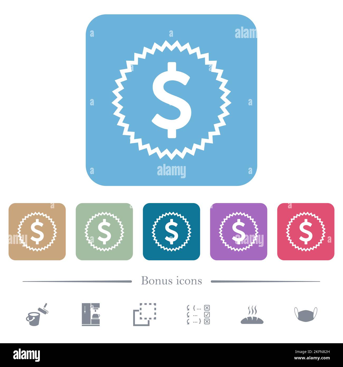 American dollar sticker alternate white flat icons on color rounded ...