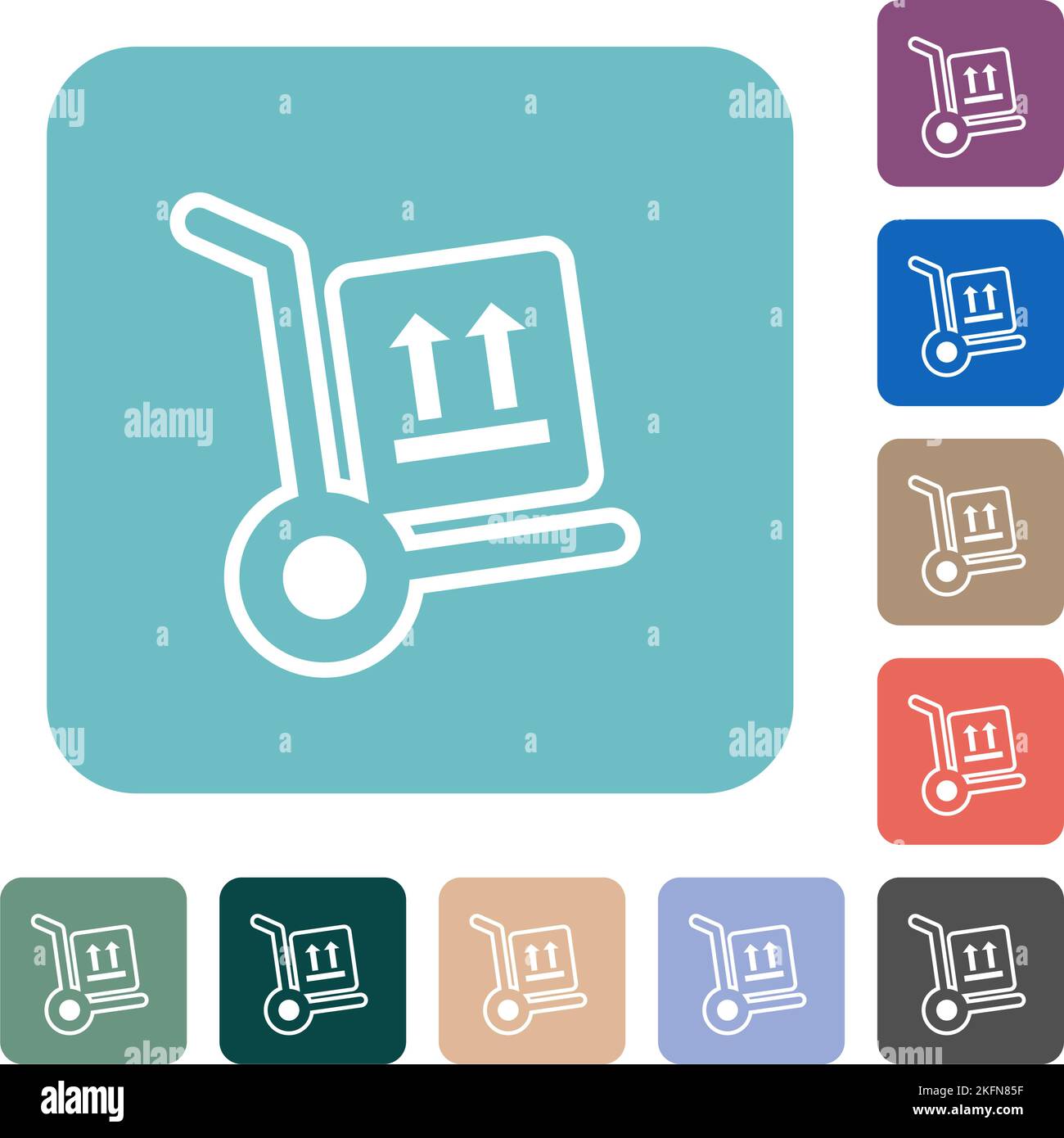 Side up parcel delivery outline white flat icons on color rounded square backgrounds Stock ...