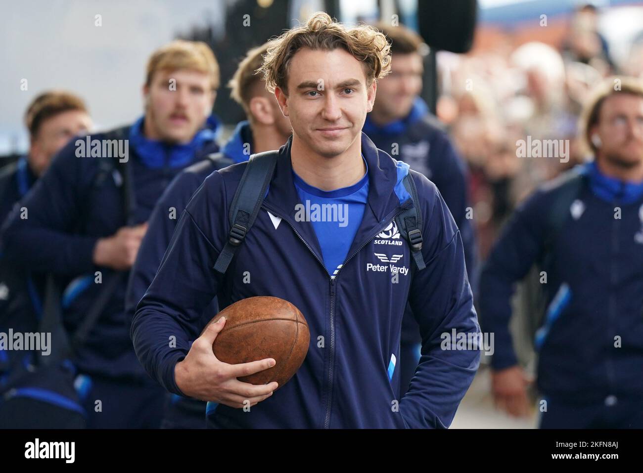 Scotland's Jamie Ritchie (centre) arriving at the stadium before the ...