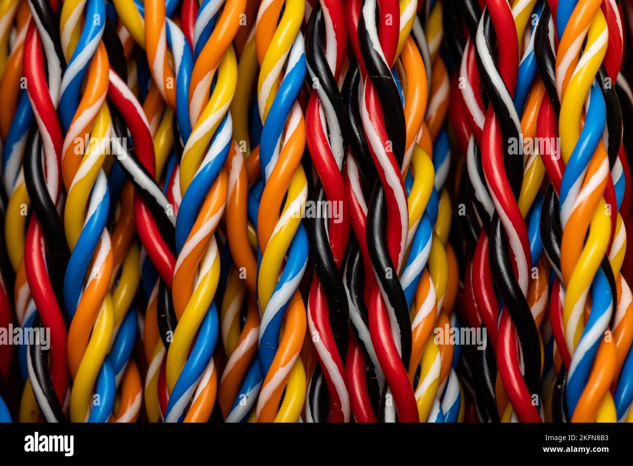 An industrial background with colorful twisted and braided wires Stock ...