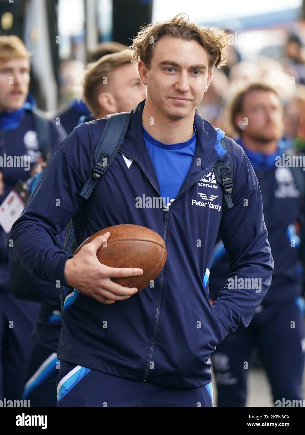 Scotland's Jamie Ritchie (centre) arriving at the stadium before the ...