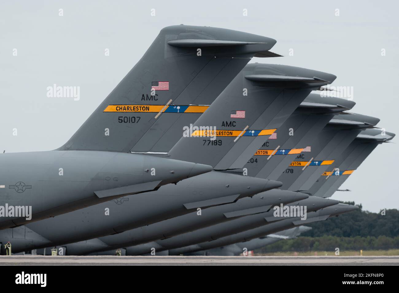 C-17 Globemaster III aircraft stand ready to relocate during ...
