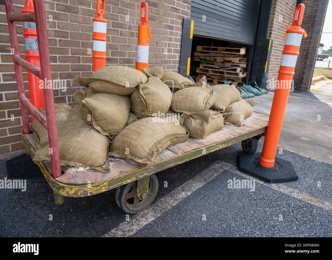 U.S. Airmen and Soldiers set up sandbags across the installation in ...