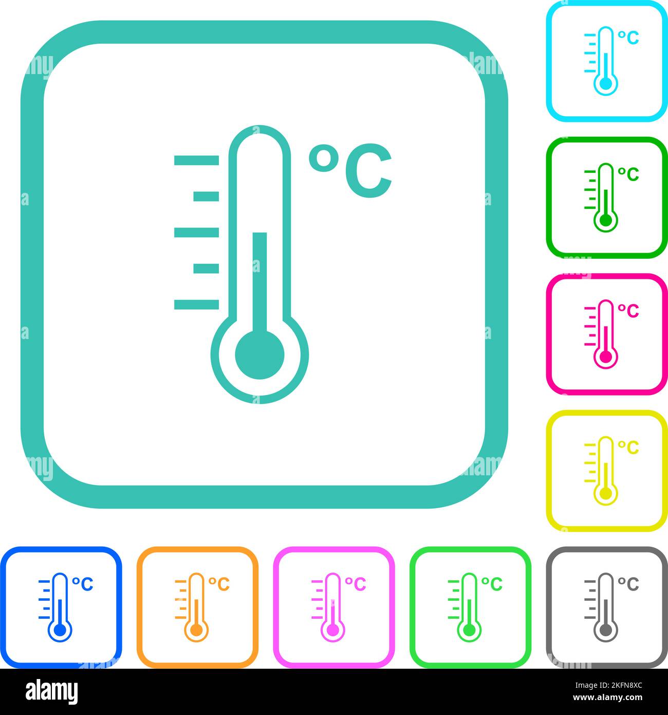 Celsius thermometer medium temperature vivid colored flat icons in ...