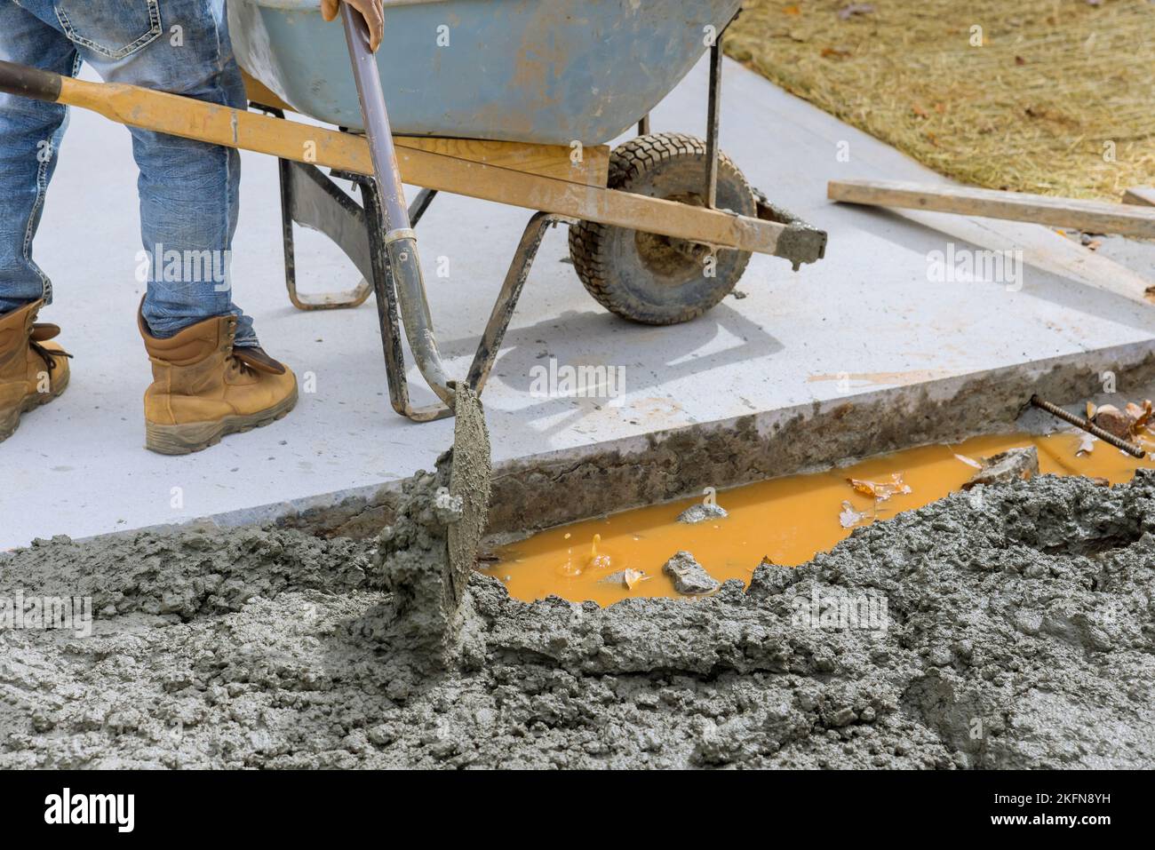 Pouring concrete for a road hi-res stock photography and images - Alamy