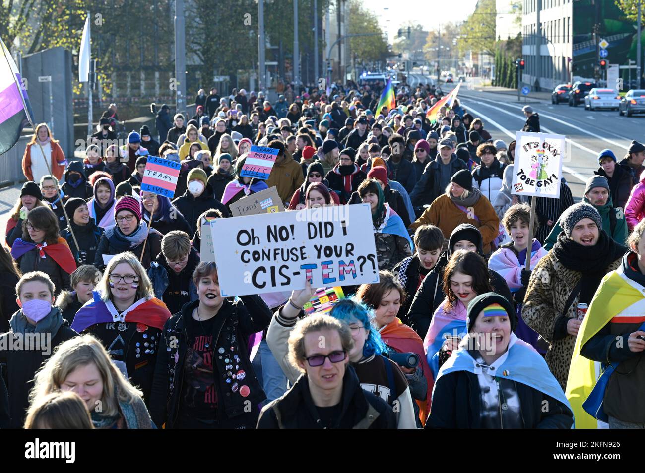 Bremen, Germany. 19th Nov, 2022. A sign reading "Oh no! Did I confuse ...