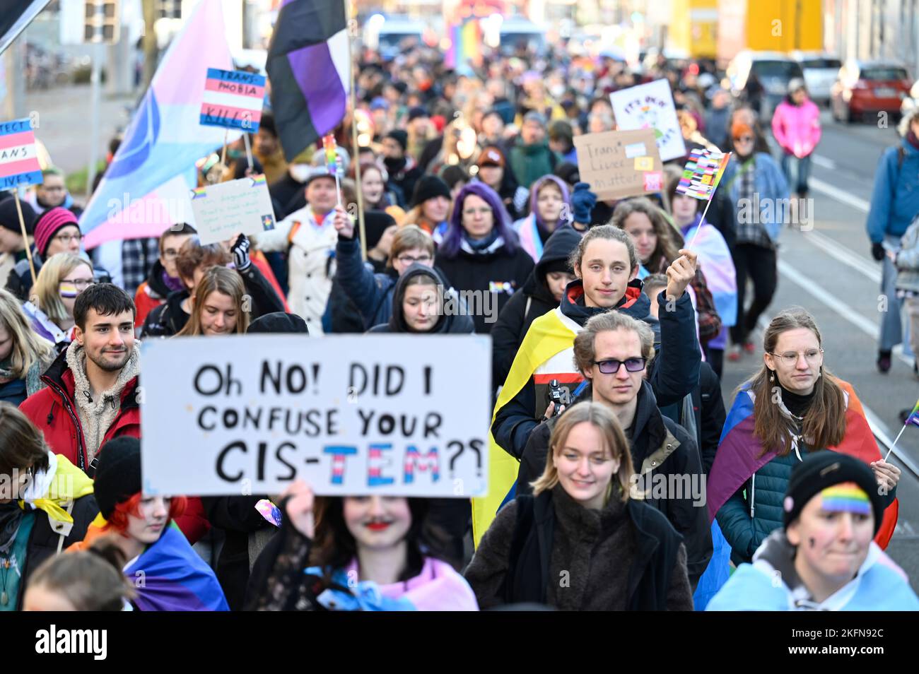 Bremen, Germany. 19th Nov, 2022. A sign reading "Oh no! Did I confuse ...