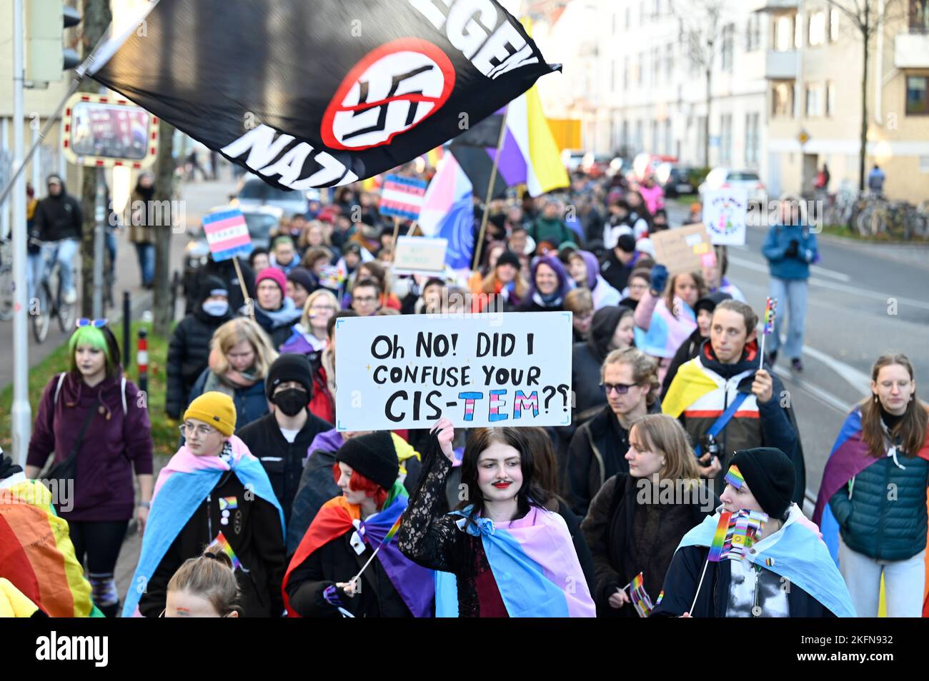 Bremen, Germany. 19th Nov, 2022. A sign reading "Oh no! Did I confuse ...