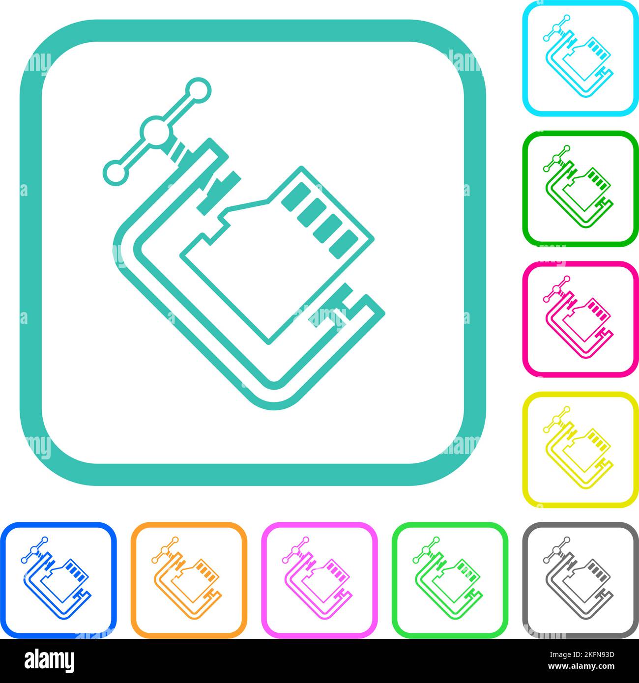 Micro sd memory card compress outline vivid colored flat icons in ...