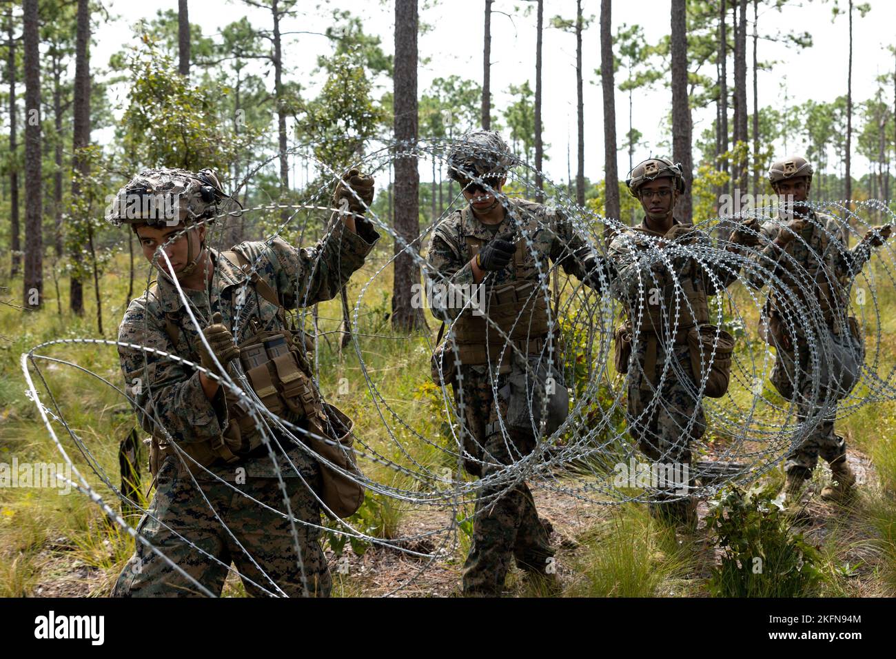 U.S. Marines with 2d Combat Engineer Battalion, 2d Marine Division, set ...